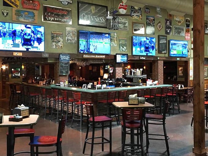 The bar area boasts enough TVs to satisfy sports fans while maintaining the charm of a pre-digital era.