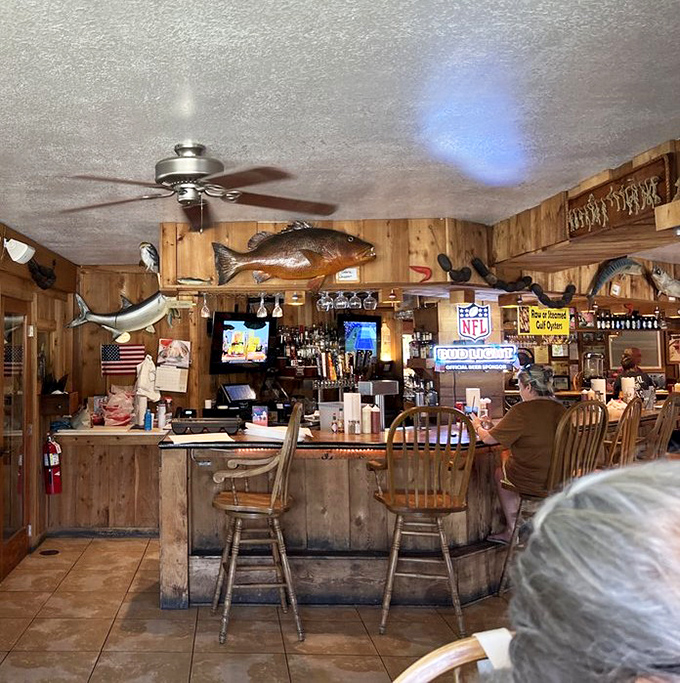 Mounted fish on the walls aren't just watching you eat their cousins &ndash; they're silently approving of your excellent restaurant choice.