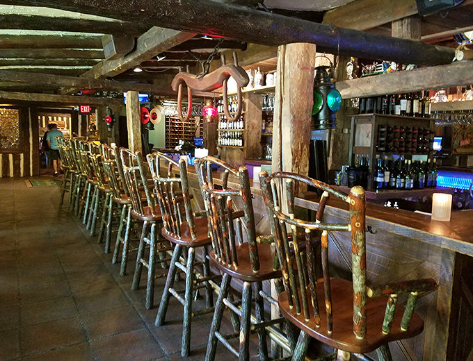 The bar's rustic charm invites you to pull up a stool and tell stories you've embellished slightly with each retelling.