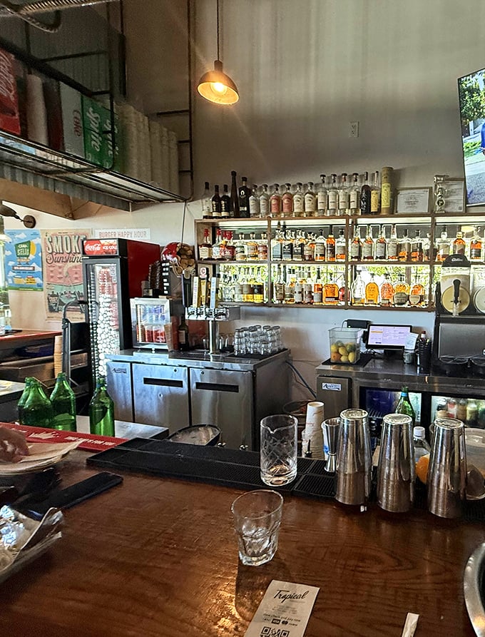 A bar stocked for every post-BBQ mood. Because nothing complements smoke like a proper beverage program.