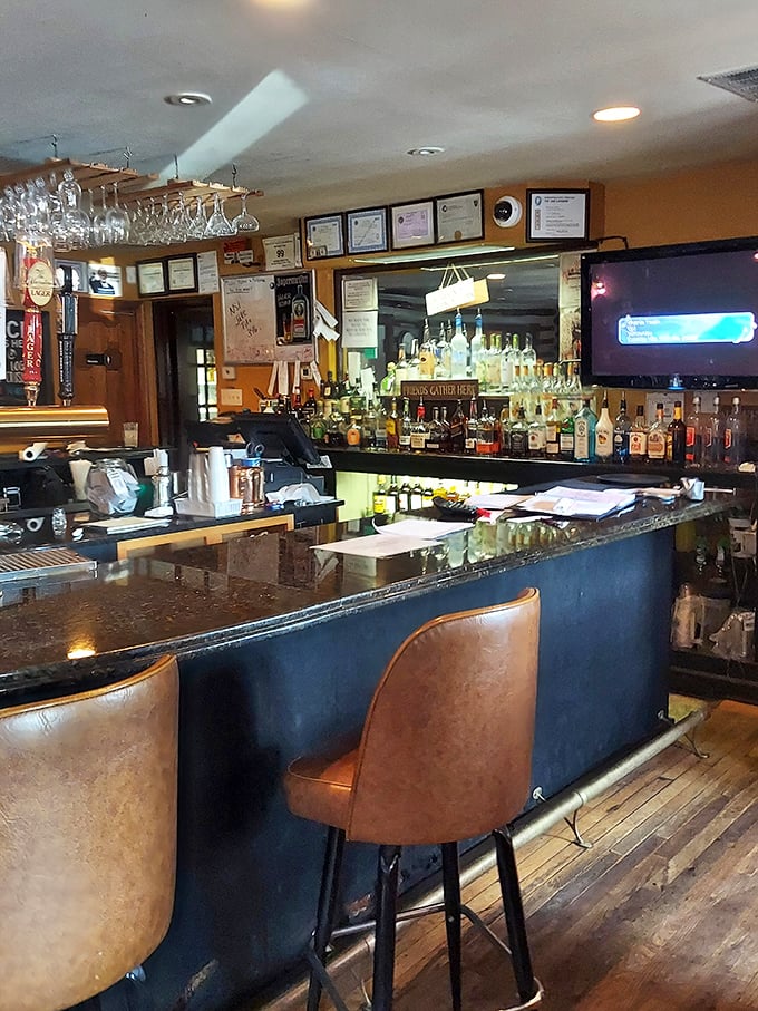 The well-stocked bar stands ready to provide the perfect liquid accompaniment to your seafood adventure.
