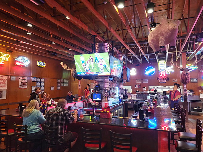 Sports on screens, spirits on shelves, and that unmistakable energy of a place where good times flow as freely as the drinks.