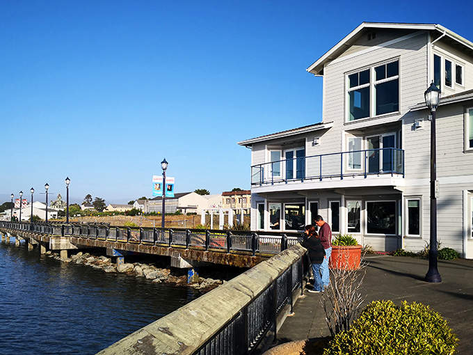 Eureka's waterfront boardwalk invites leisurely strolls where the biggest decision is which direction offers the best bay views.