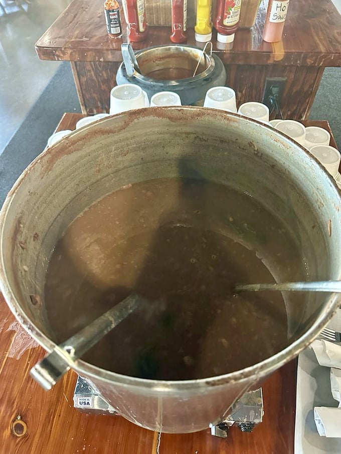 The humble bean pot&mdash;where magic happens low and slow. Those beans have been simmering since before you decided to come for lunch.