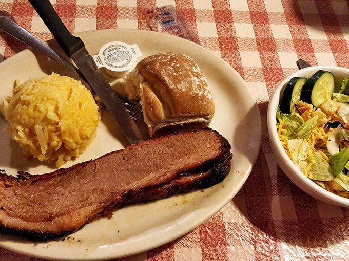 Brisket sliced thick enough to satisfy, tender enough to make you weep with joy.