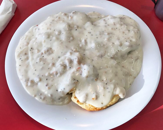 Biscuits and gravy so generously portioned you'll need a nap afterward, but so delicious you won't regret a single bite.