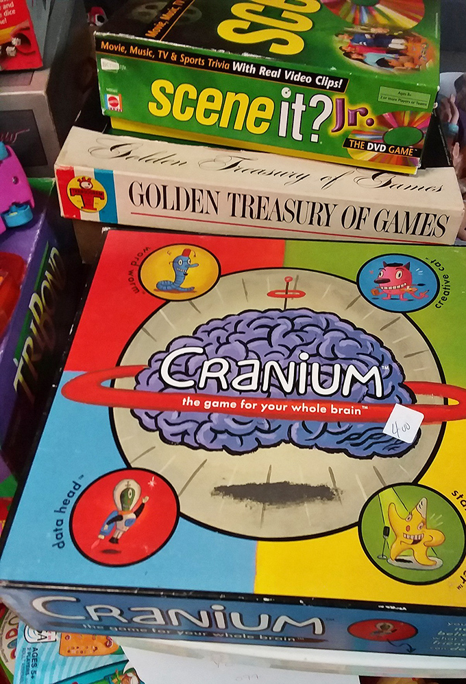 Board game heaven where family game nights are born. That Cranium box holds more potential memories than a weekend at Disney.