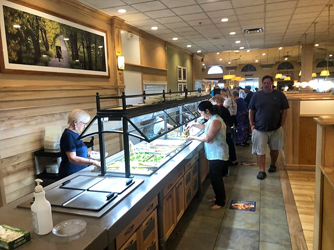 The buffet line&mdash;where dreams and diets go to negotiate terms. Fresh, abundant, and constantly replenished, just like your plate will be.