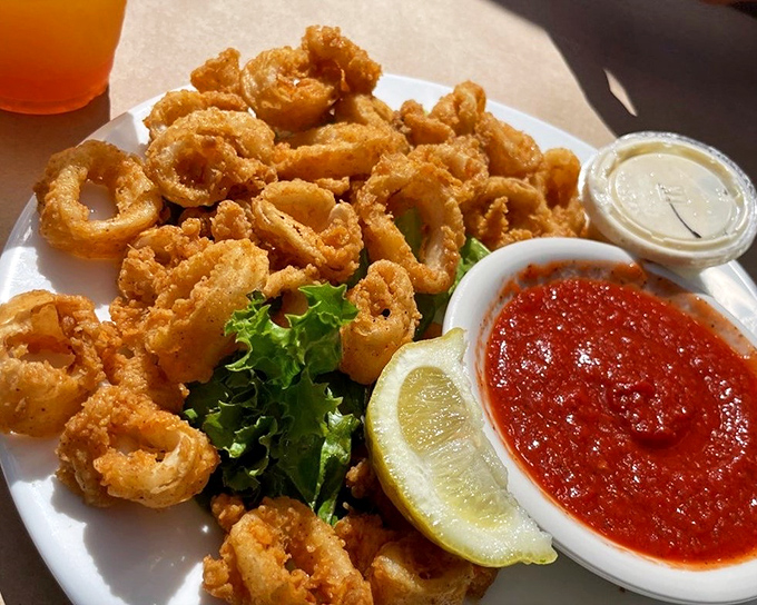 Calamari so perfectly fried it would make Neptune himself abandon his trident for a fork. The marinara sauce is just the ruby crown jewel.