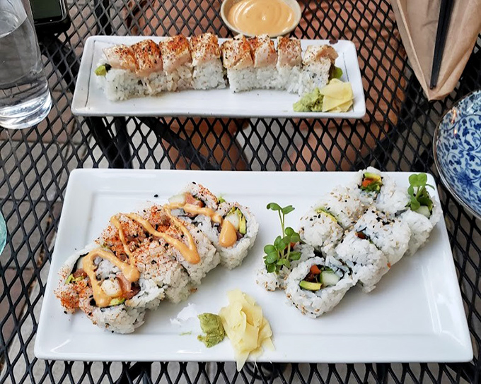 Sushi rolls arranged with such precision they could pass for art&mdash;if art was delicious enough to devour in four perfect bites.