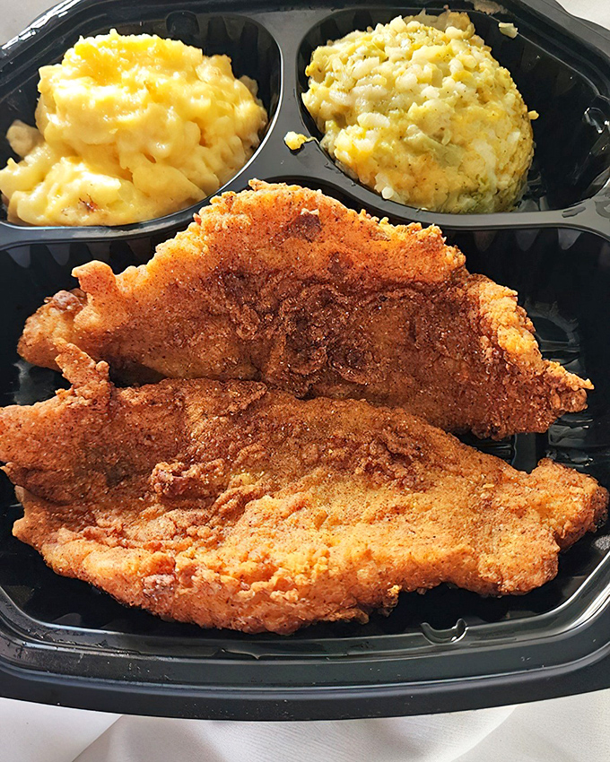 A to-go feast that proves good things come in plastic containers. That mac and cheese has more personality than most people you'll meet today.