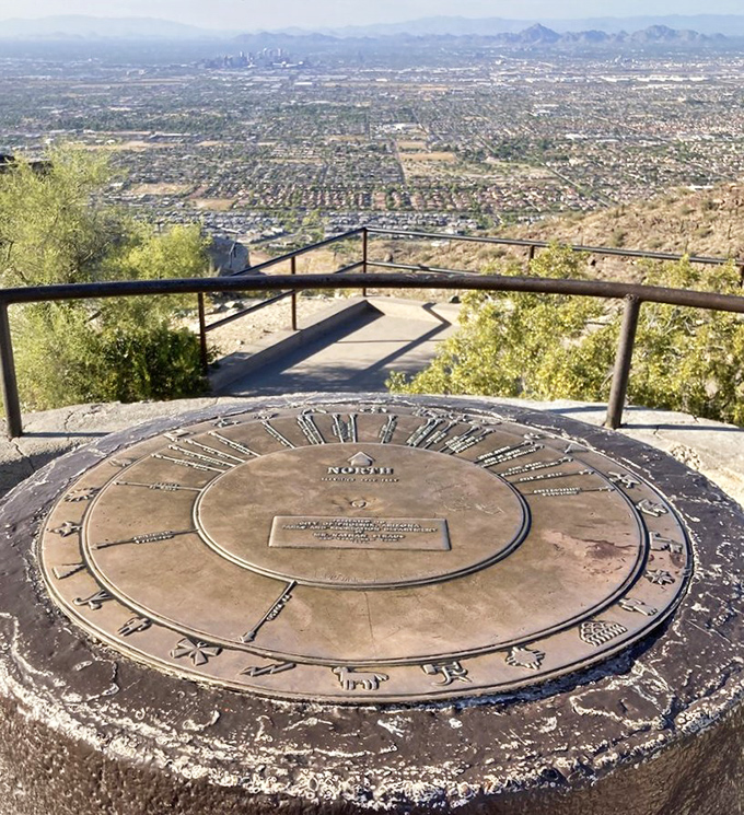 The compass rose that launched a thousand Instagram posts. This orientation plate helps you identify landmarks while providing the perfect photo op.