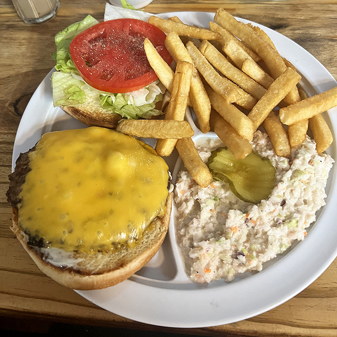 A cheeseburger plate that proves the best things in life don't need filters&mdash;just fresh ingredients, proper cooking, and a side of nostalgia.