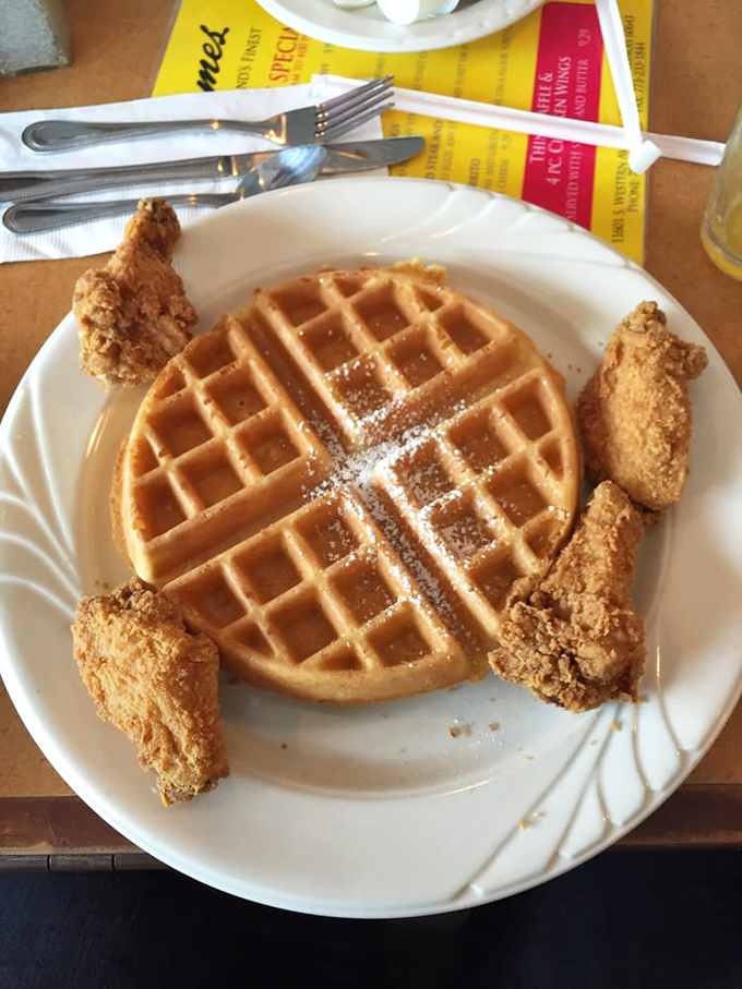The chicken and waffle alliance continues to prove that the best relationships are built on sweet and savory cooperation.
