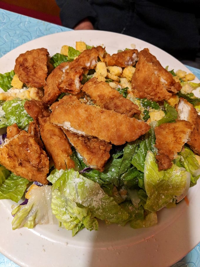 A salad that doesn't apologize for the fried chicken on top&mdash;because sometimes "eating healthy" means "protein with a side of greens." 