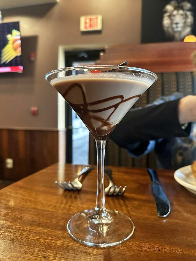 A chocolate martini that straddles the line between dessert and nightcap. James Bond would order two.