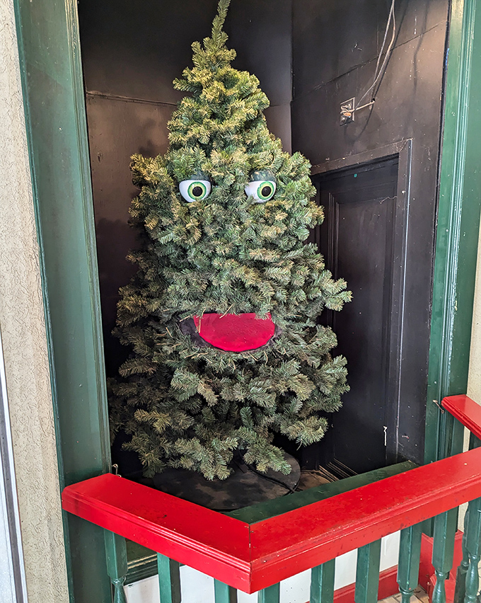 A Christmas tree with googly eyes watching visitors somehow makes perfect sense once you're inside this winter wonderland.