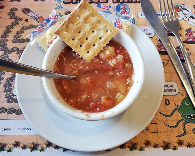 This bowl of clam chowder isn't just soup&mdash;it's a warm hug in liquid form, with a saltine cracker hat for good measure.