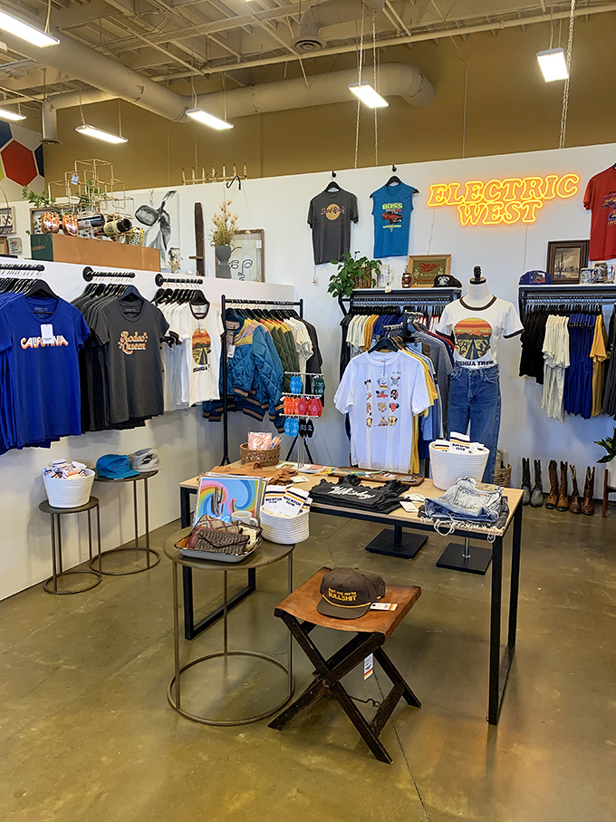 Electric West's neon sign illuminates a collection of California-cool apparel. Vintage and new pieces coexist in perfect harmony.