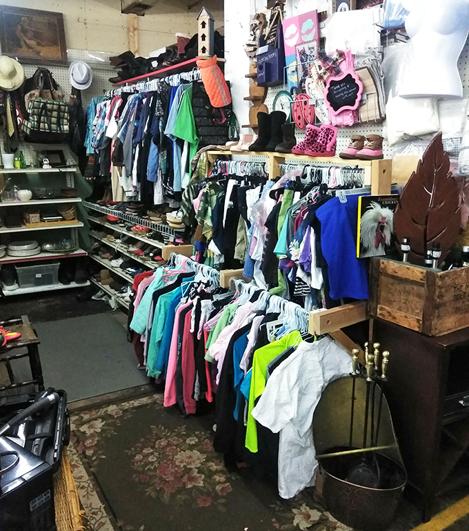 Fashion archaeology at its finest. Each rack contains potential wardrobe revivals spanning decades of style evolution&mdash;some best left in their respective eras.