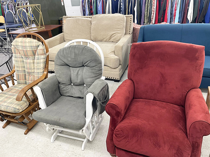 The furniture section: where comfort meets affordability, and every chair invites you to imagine it in your living room.
