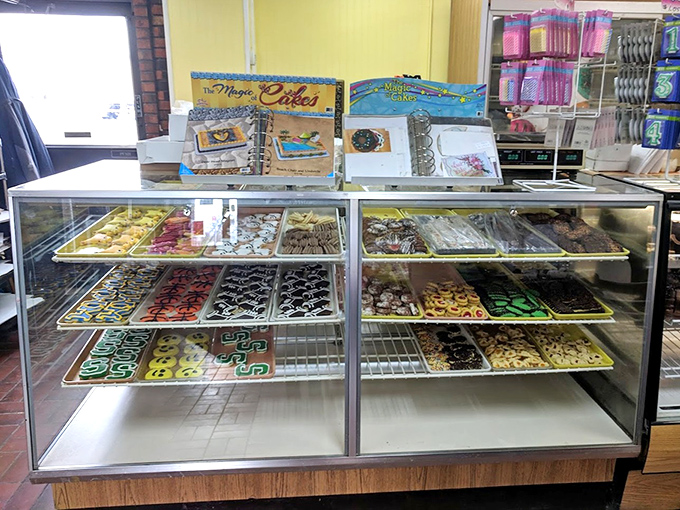 The cookie display case offers a window into a world where calories don't count and sprinkles are considered a food group.