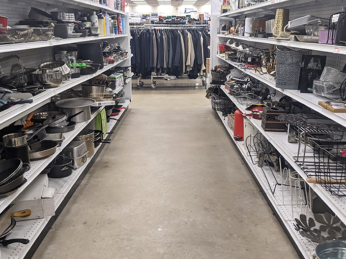 The kitchenware aisle &ndash; where forgotten pots and pans dream of simmering Sunday sauces in their next kitchen.