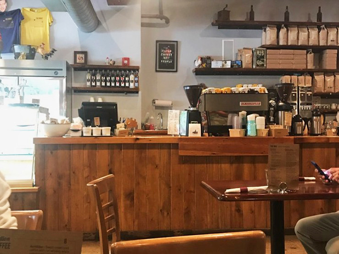 Where breakfast magic happens. The wooden counter and coffee setup create that perfect "third place" feeling&mdash;neither home nor work, just pure comfort.