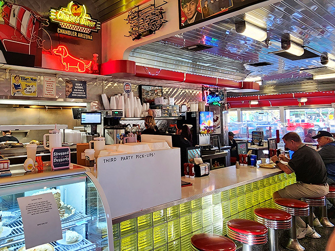 The counter&mdash;where solo diners find community, regulars have "their spot," and the coffee flows like conversation.