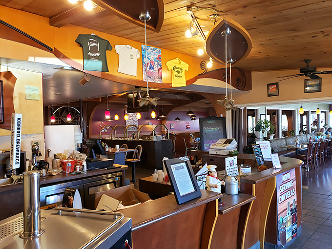 Where the magic happens—the counter area showcases artichoke-themed merchandise that will have you seriously considering an artichoke t-shirt purchase.