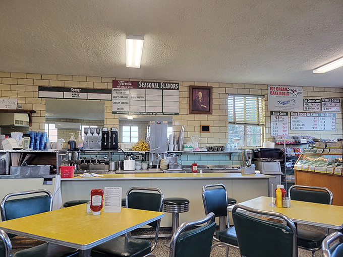 Behind this counter, ice cream alchemy happens daily. The flavor board isn't just a menu&mdash;it's a roadmap to happiness.