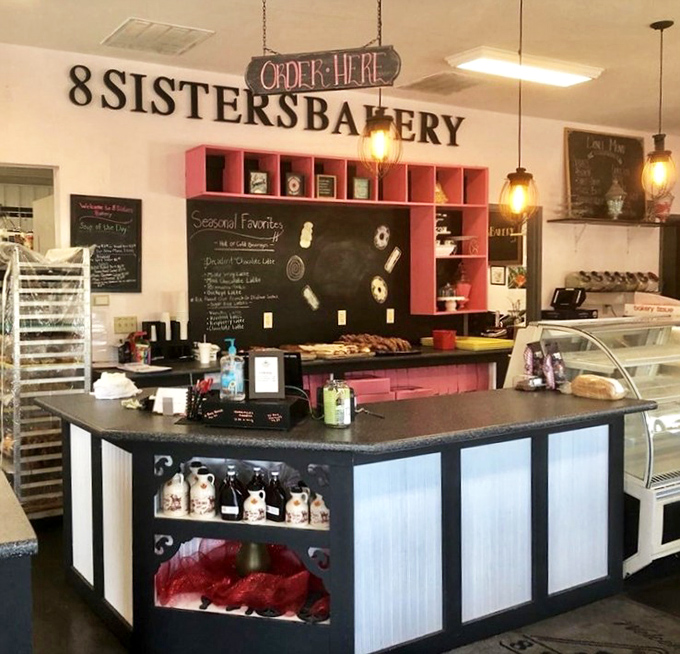 The ordering counter, where dreams come true and willpower goes to die, complete with a chalkboard announcing seasonal favorites.