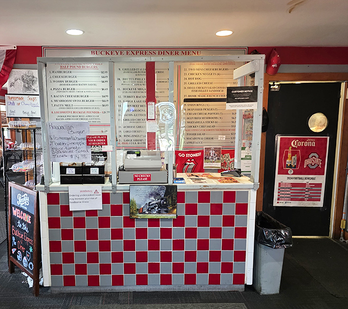 Where orders are taken with a smile. The red and white checkered counter welcomes hungry travelers from near and far.