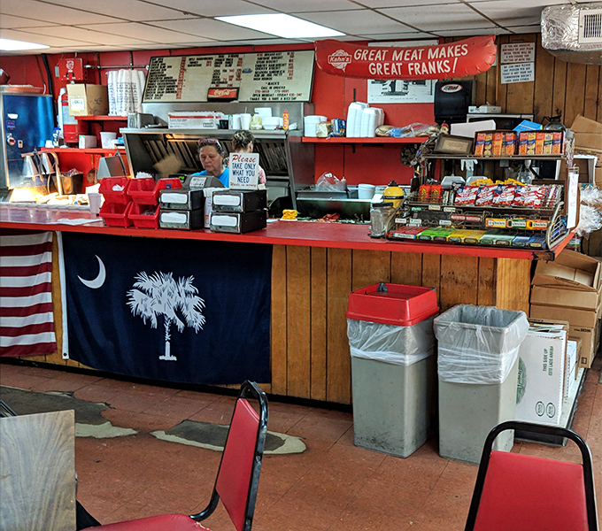 The South Carolina flag proudly displayed at the counter reminds you that state pride and great burgers are serious business in these parts.
