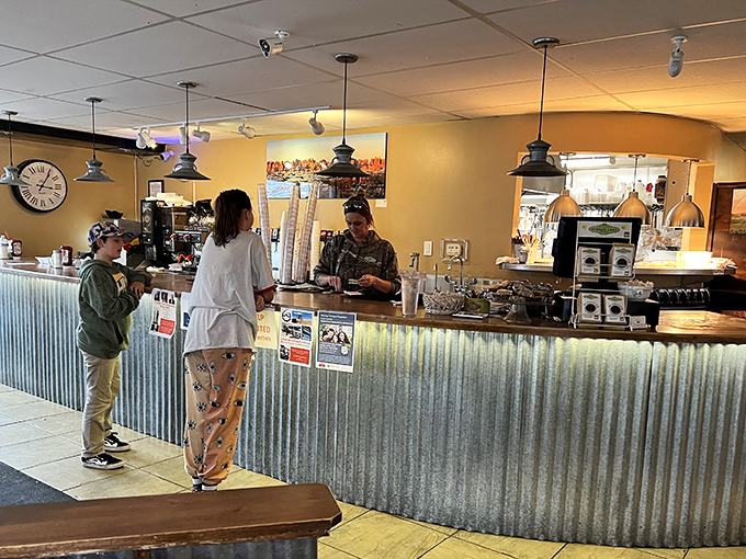 The heart of any great diner is its counter, where coffee flows freely and friendly faces greet you like old friends.