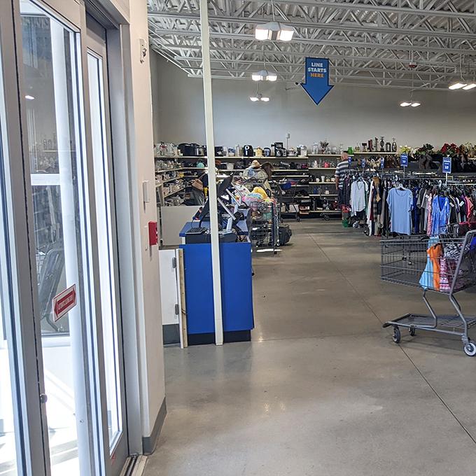 Where retail therapy meets actual community support. The checkout area is where your bargains transform into job training opportunities.