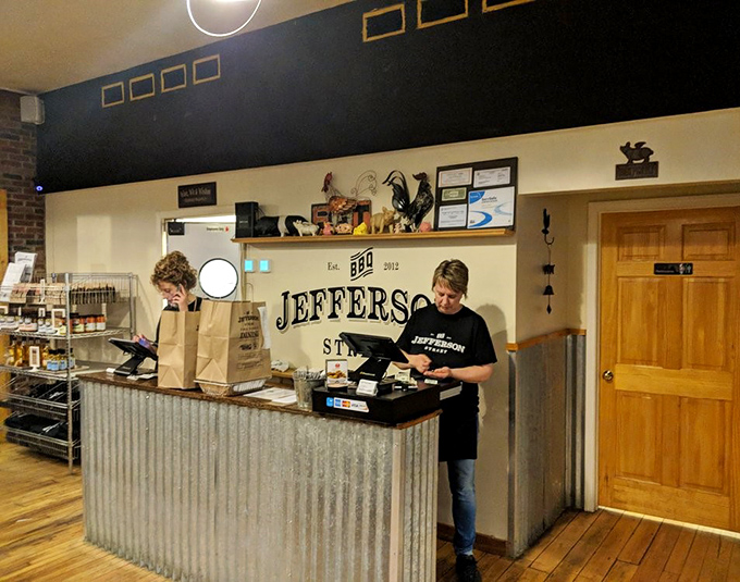 The corrugated metal counter says "rustic charm," but the efficient staff says "we know you're here for the meat, and we respect that."