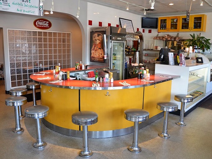 The counter where deli magic happens. Those chrome stools have witnessed countless first bites and "mmm" moments throughout the years.