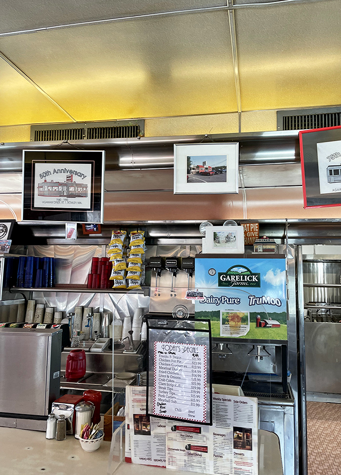 Behind the scenes where diner magic happens&mdash;coffee flows freely and the sizzle of the grill provides the soundtrack.