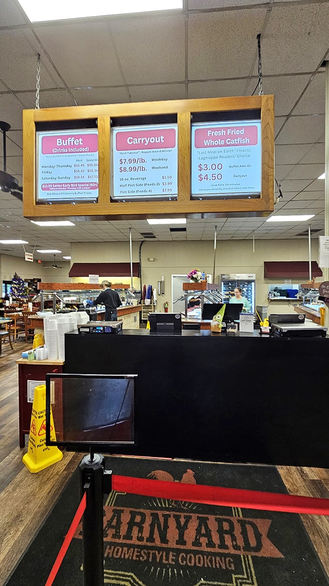 The heart of operations, where dreams are made and diets are forgotten. That "Homestyle Cooking" mat isn't lying&mdash;your grandmother would approve.