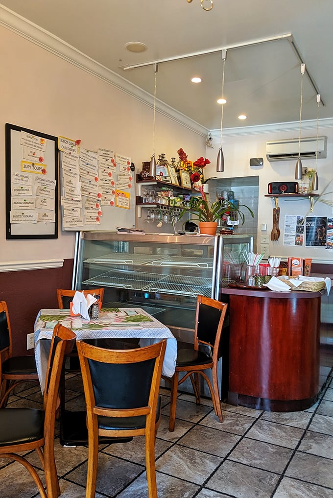 The counter area welcomes you with displays of treats and a homey vibe that makes ordering feel like family.