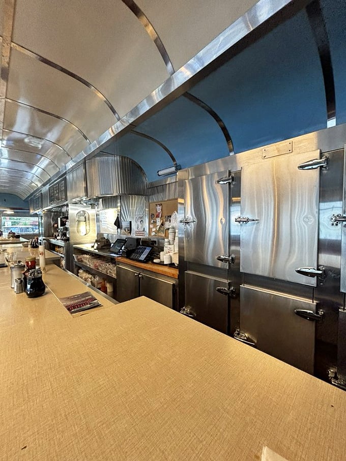 Behind the counter is where the magic happens&mdash;stainless steel gleaming like the engine room of a flavor factory.