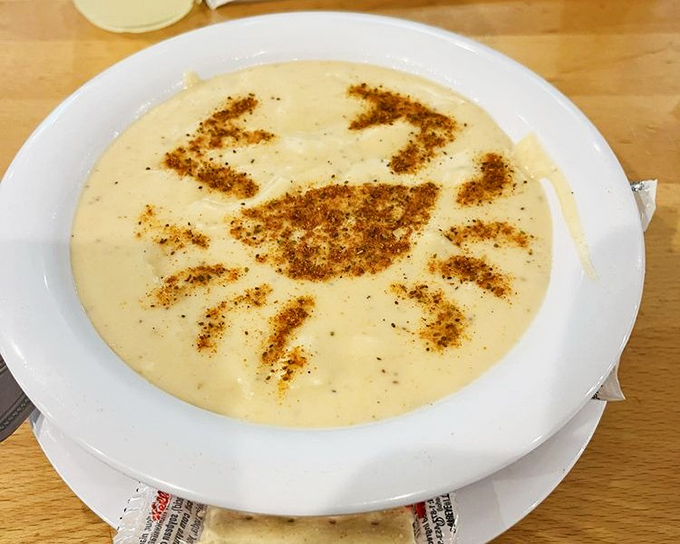 Cream of crab soup with a sprinkle of Old Bay is Maryland's liquid gold—comfort in a bowl that somehow tastes like both luxury and home.