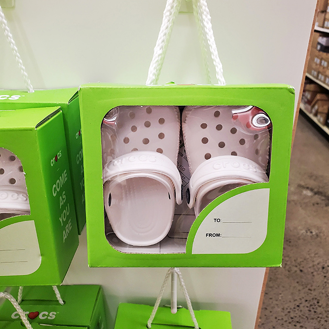 Baby Crocs in their natural habitat&mdash;adorable, practical, and somehow making you consider whether adults can pull off polka dots too.