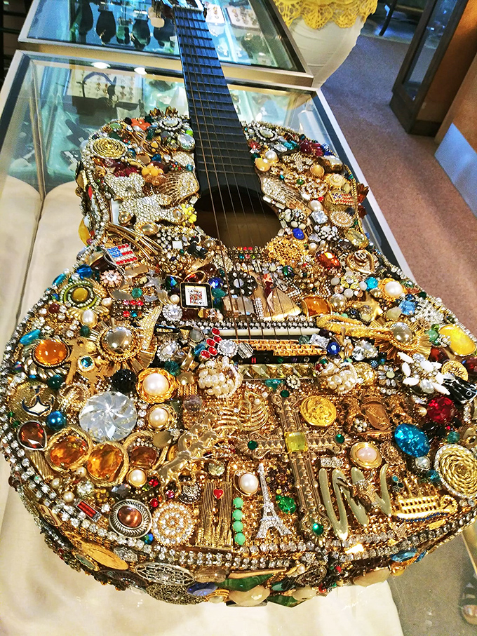 The world's most bedazzled six-string&mdash;this guitar doesn't just play music, it performs a full-on rhinestone concert.