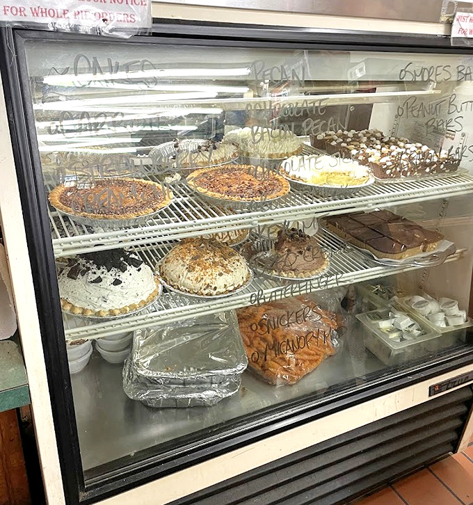 A dessert case that presents the eternal question: how to save room when everything looks this good?