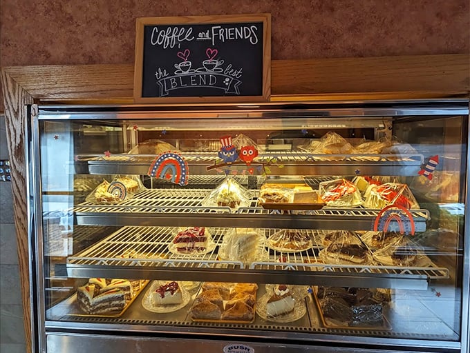 The dessert case beckons with sweet temptations that make skipping dessert practically impossible for mortals.