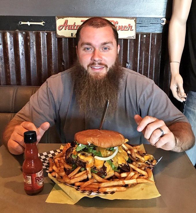 That mannequin leg in the background isn't concerning at all when there's a burger this magnificent commanding your attention. Priorities, people.