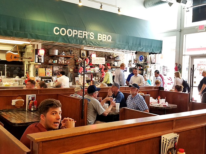 The dining room buzzes with the energy of people having religious experiences disguised as lunch&mdash;notice nobody's looking at their phones.