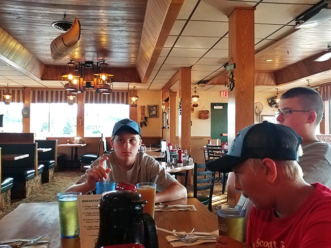 Where generations gather to debate important matters like "more syrup?" and "can I try a bite of yours?" while plotting their next meal here.